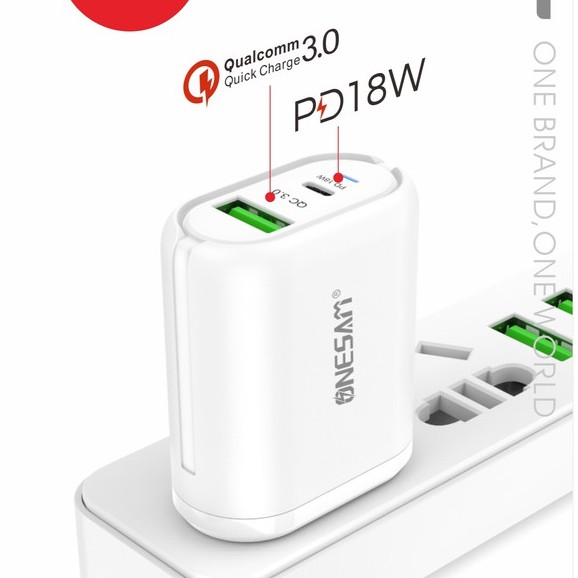 ONESAM OS-C29 / OS-C28 3A Auto-id Charger Adapter / 18W PD + Qualcomm 3 ...