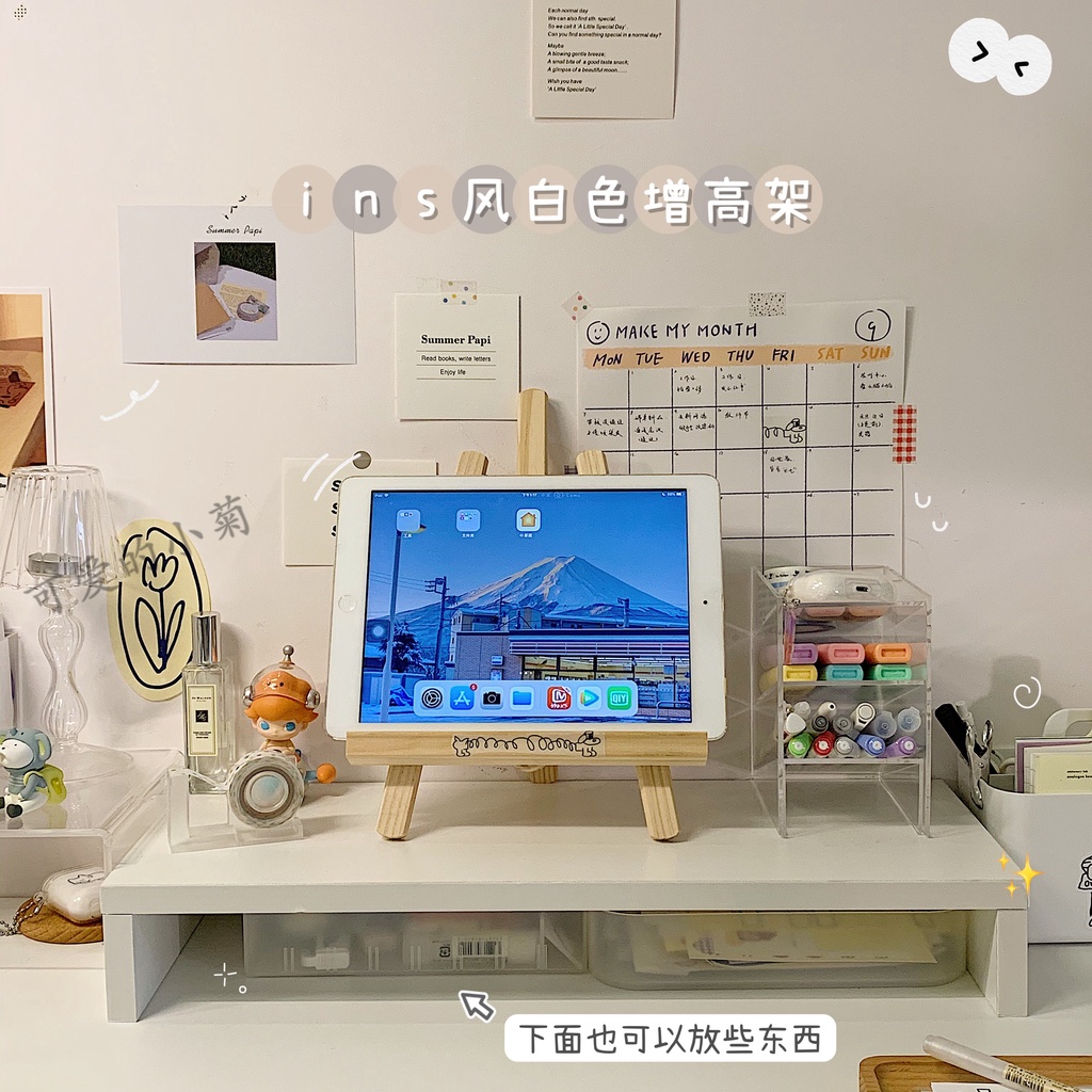 DIY computer Monitor Organizer Desktop height riser extender increased ...