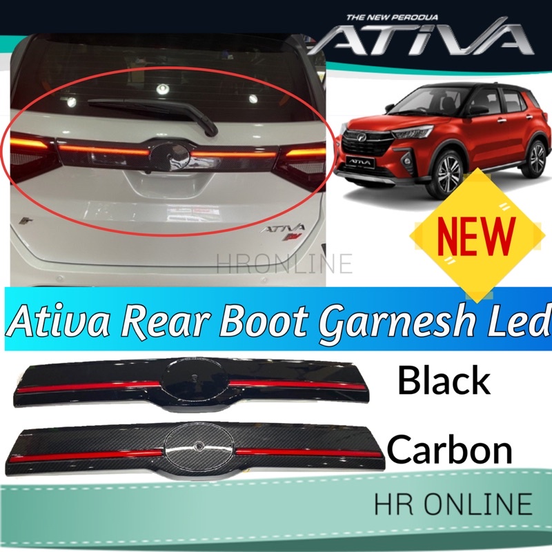 Perodua Ativa Rear Trunk Garnesh LED Carbon Black Boot LED Lampu Brake ...