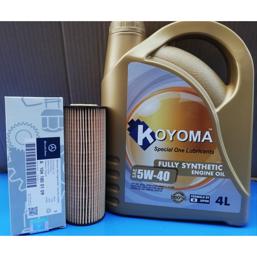 MERCEDES BENZ W202 C200 OIL FILTER + KOYOMA 5W40 FULLY SYNTHETIC ENGINE ...