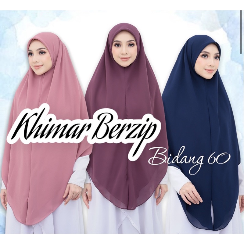 Tudung KHIMAR LABUH BERZIP bidang 60 Cutting Slim Bawal Sarung Labuh ...