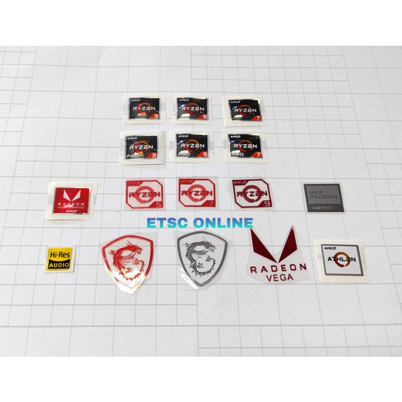 Sticker AMD RYZEN 3 5 7 Ryzen Pro AMD Graphics ATI Sticker Lable Laptop ...