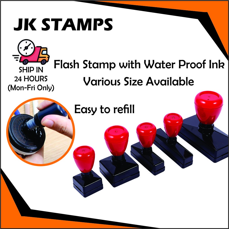 FLASH STAMP CUSTOM MADE WATERPROOF COP NAMA SIAP INK KALIS AIR NAMA ...