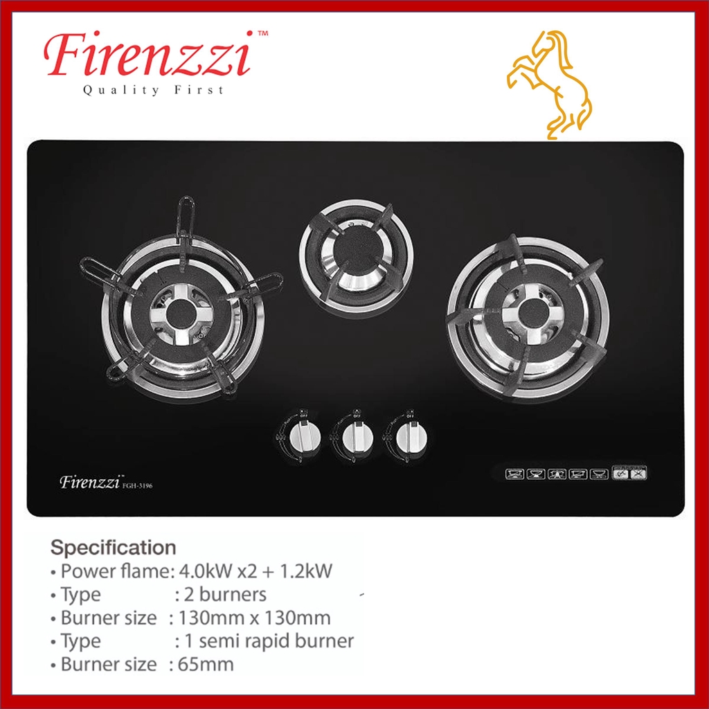Firenzzi 3 burner built-in hob built in hob fgh-3196 with safety device ...