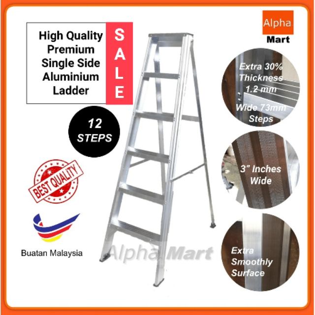 Alpha 12 Steps Single side Aluminium Ladder High Quality Heavy Duty ...
