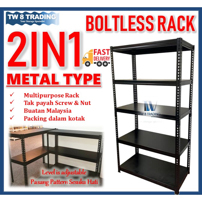 2in1 Boltless Rack /Storage Rack / Rack Besi / Metal Shelving | BeeCost