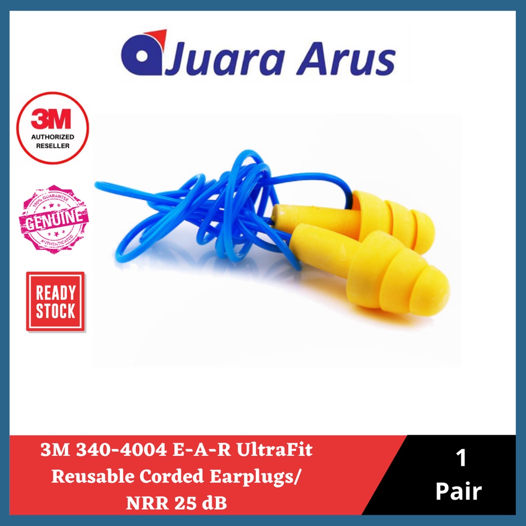 3M 340-4004 E-A-R UltraFit Reusable Corded Earplugs/ NRR 25 dB | Shopee ...