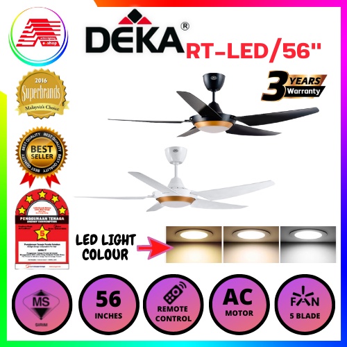 Deka 56" Dc Motor DC2 313 LED Ceiling Fan Led Light 5Speeds Forward ...