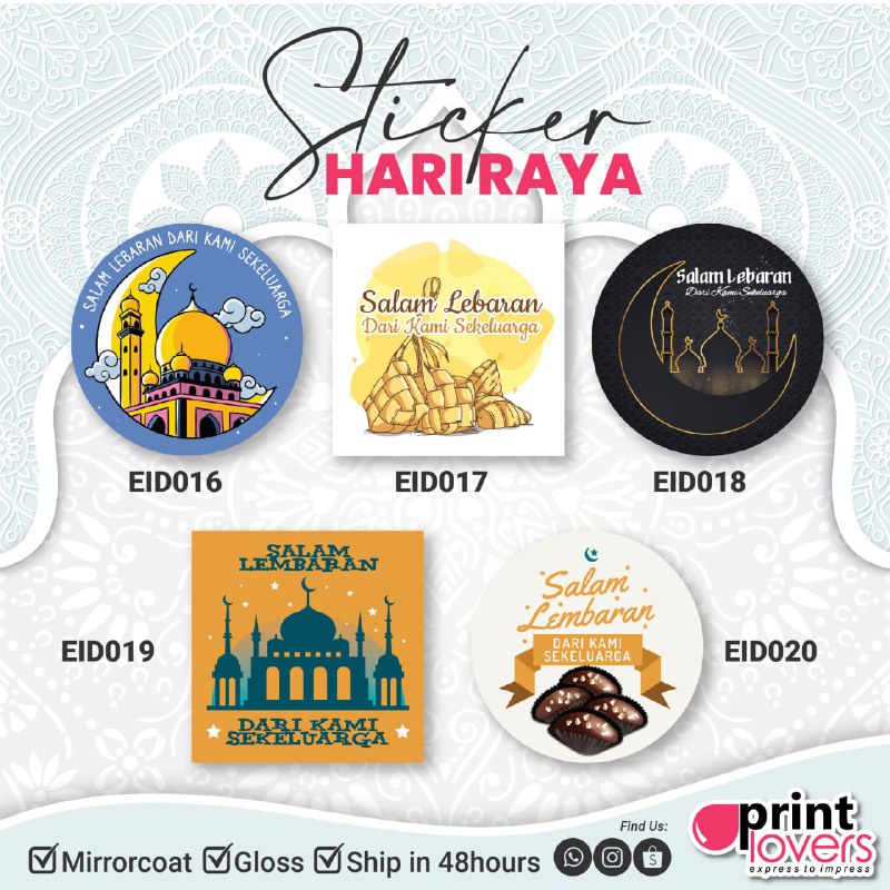 Sticker Hari Raya Aidilfitri Eidulfitri Sticker Ramadan Sticker Label ...