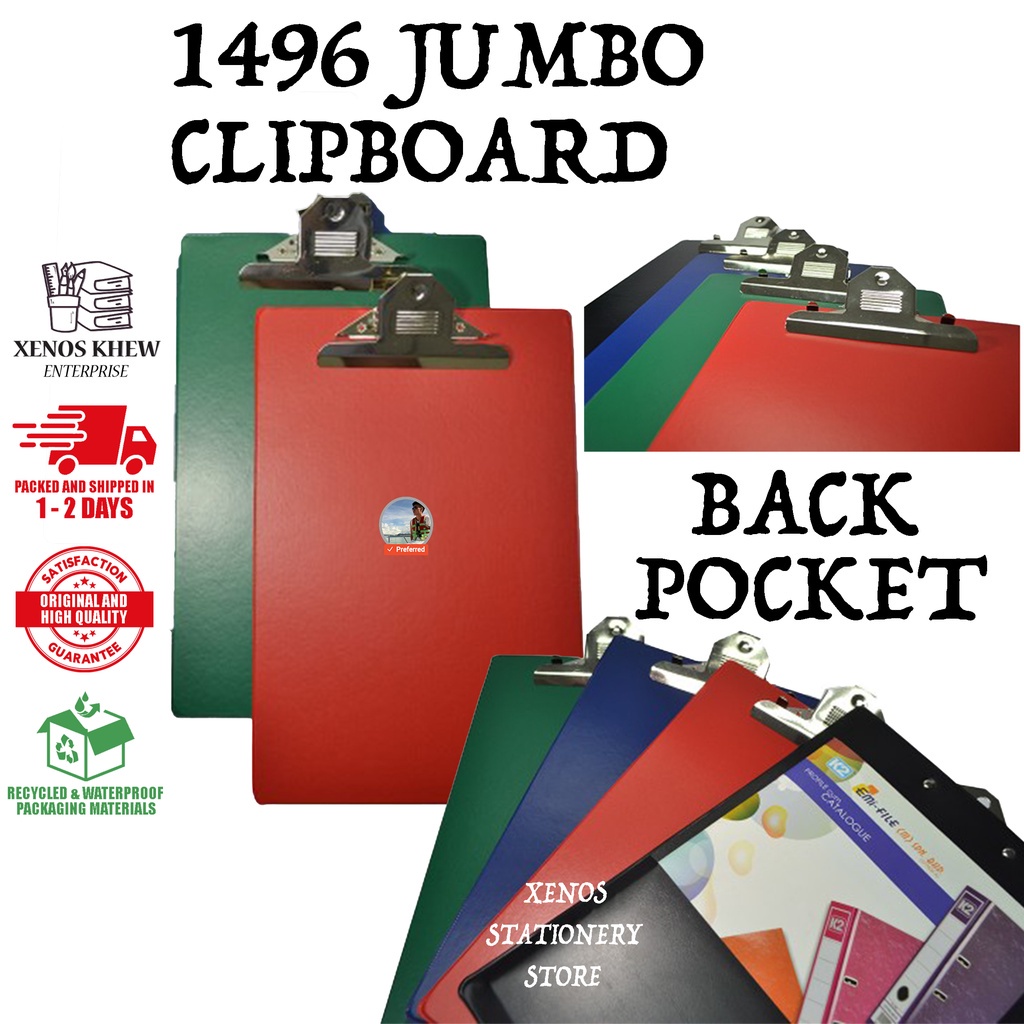 SUPER 1496 JUMBO CLIPBOARD + BACK POCKET (READY STOCK) | Shopee Malaysia
