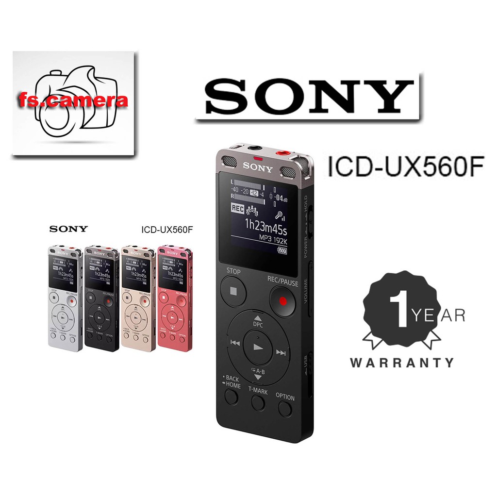 Sony ICD-UX560F 4GB Digital Voice Stereo IC Recorder with Built-in USB Black(SONY WARRANTY ...