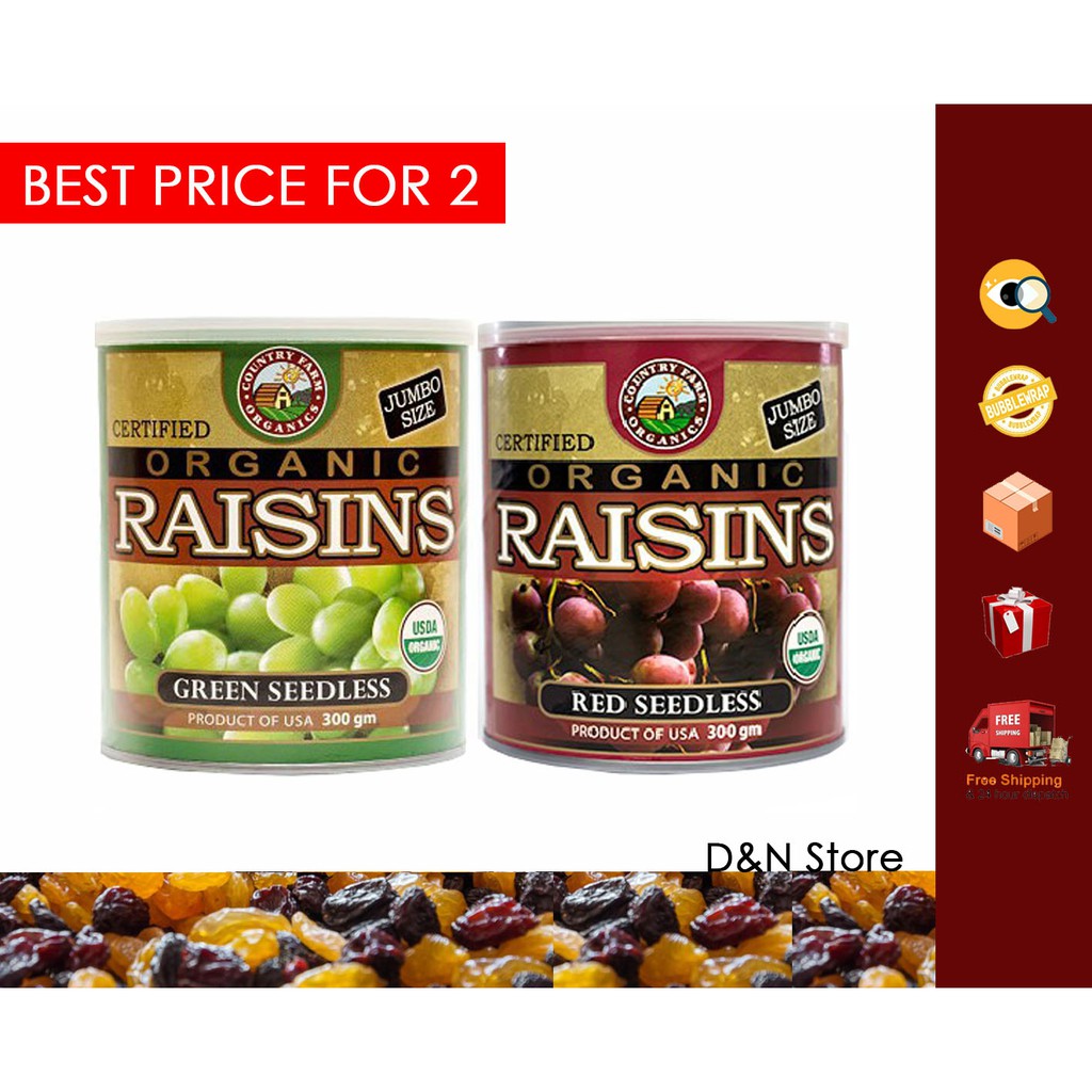 Country Farm Organic Jumbo Raisin Red and Green-300g ( Combo Set ...