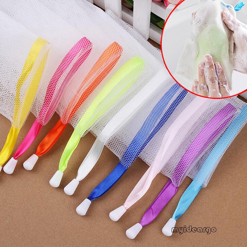 Double Foaming Mesh Handmade Soap Cleansing Foaming Net Drawstring