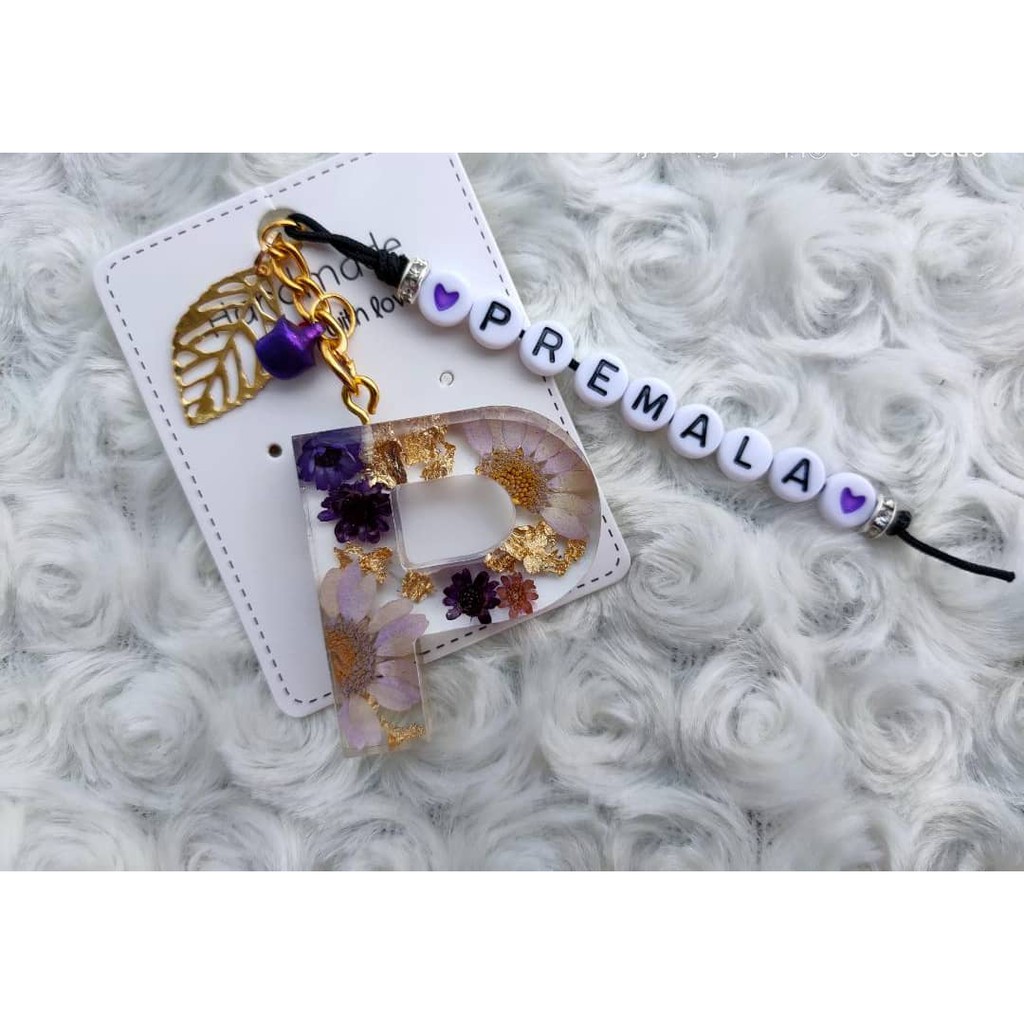 Resin Alphabet Keychain with Name (Acrylic Bead) | Shopee Malaysia