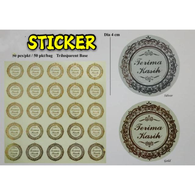 Sticker Terima Kasih 48pcs / Sticker Thank You Gold & Silver | Shopee ...