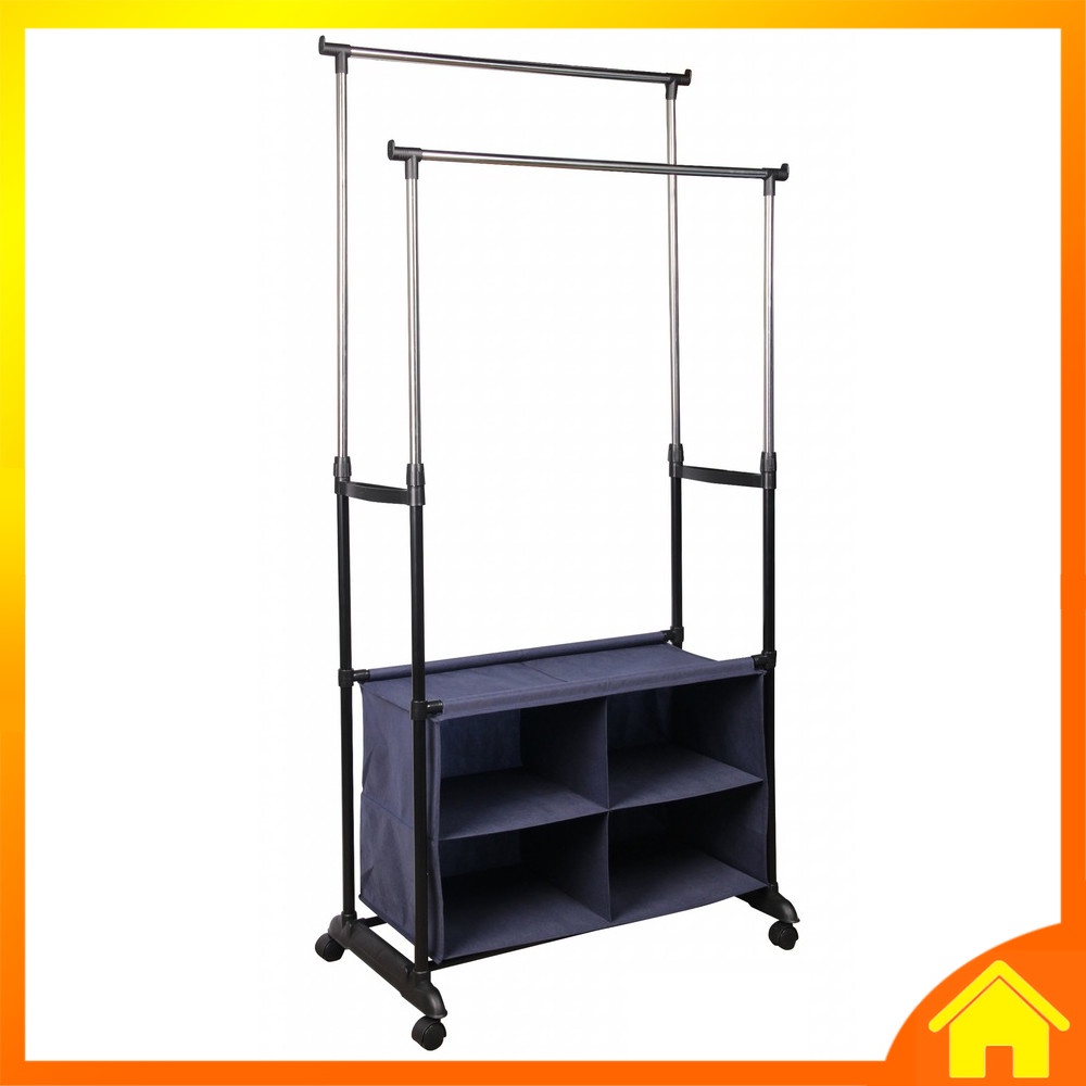 [OneHome] Single Double Garment Cube Rack Hang Cloth Wardrobe Rak Besi ...