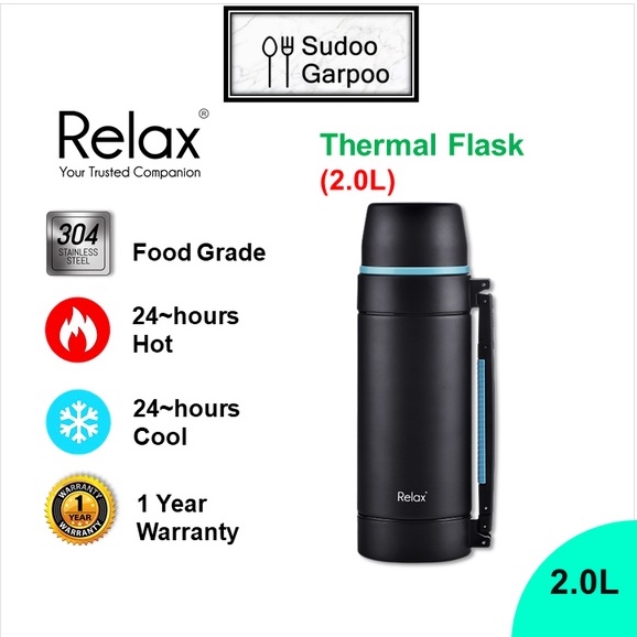 RELAX 2 Litre Thermal Traveller Flask SUS304 Stainless Steel Food Grade ...