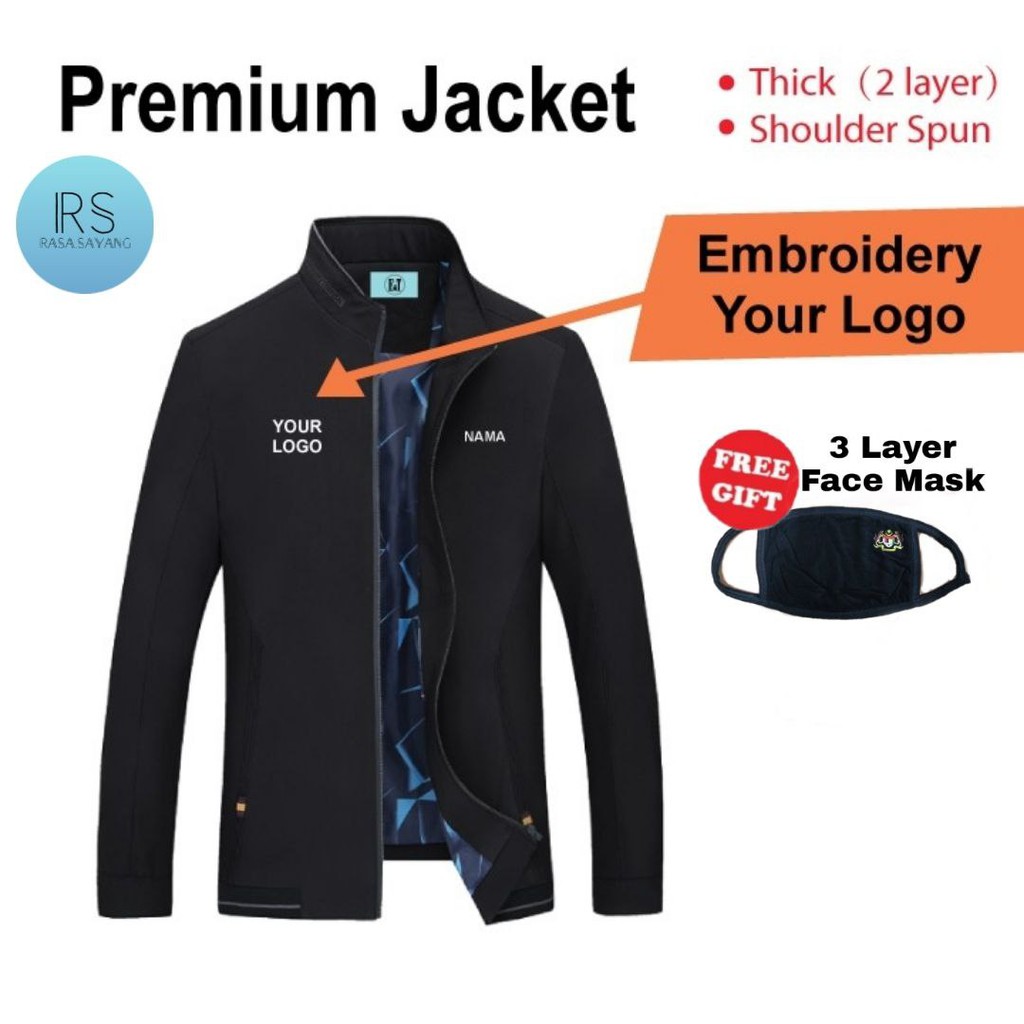 NAVY Premium Jacket / Government / Korporat Blazer / Embroidery logo ...