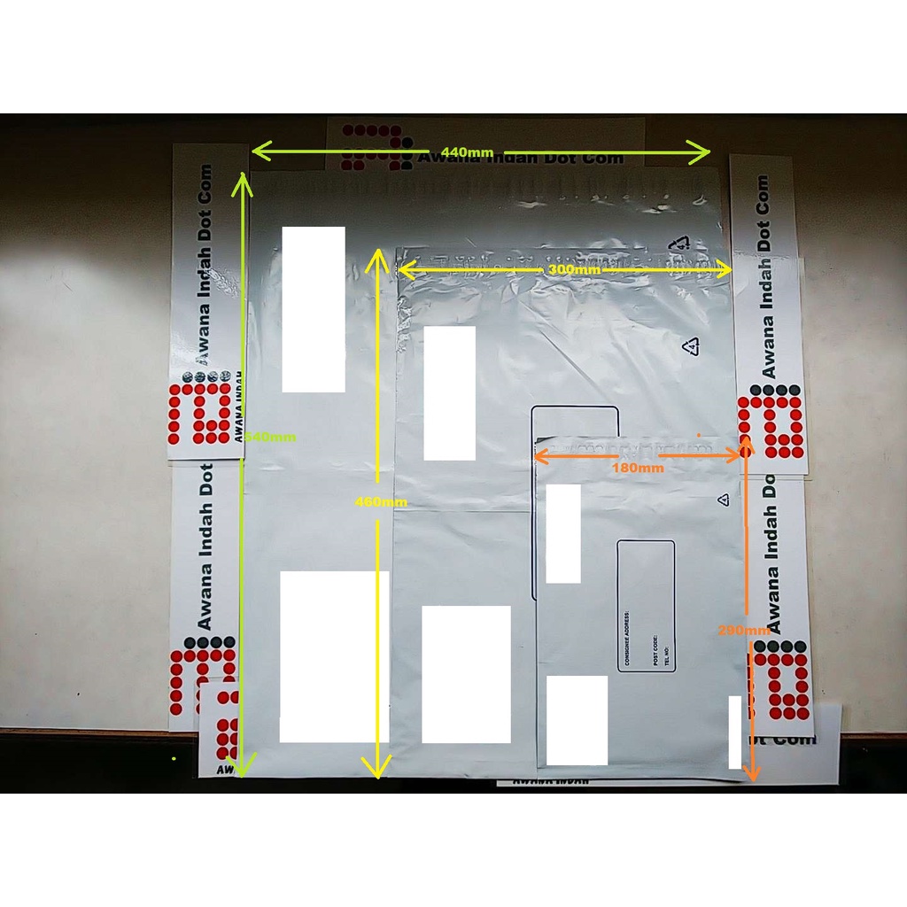 Beg Parcel 100pc with pocket_Fragile sticker 2pc_Flyer Packaging ...