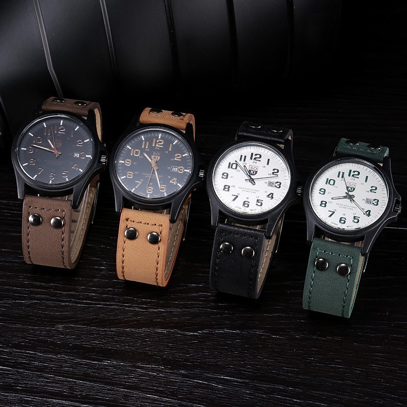 Original Soki Military Calendar Sport Watches Fashion Leather Analog ...