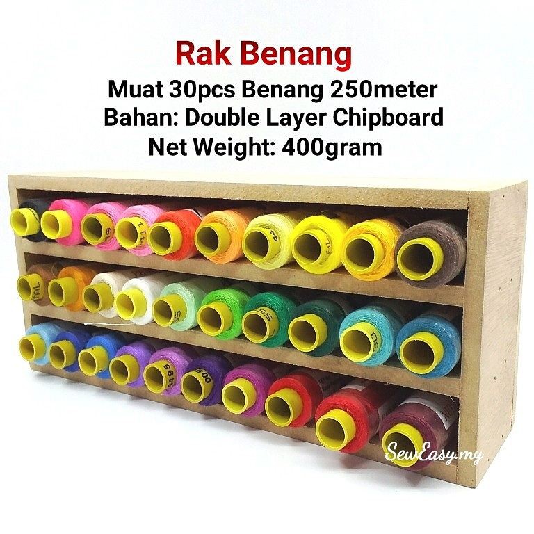 Rak Benang Kayu Untuk 30pcs Benang Jahit 250meter / Mini Wood Rack for ...