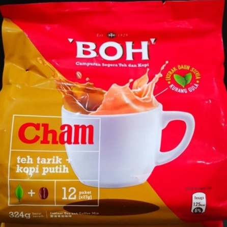 BOH Teh Boh Cham 12 SACHETS (WHITE COFFEE + TEH TARIK) INSTANT 3IN1 ...