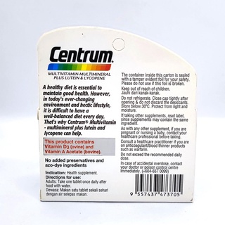 Centrum Multivitamin-Multimineral Plus Lutein & Lycopene (30s/ 2 x 30s ...