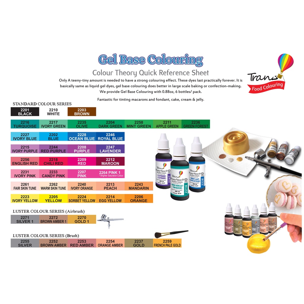 Trans Gel Base Food Colouring | Basic Colour Series (Halal) | Shopee ...