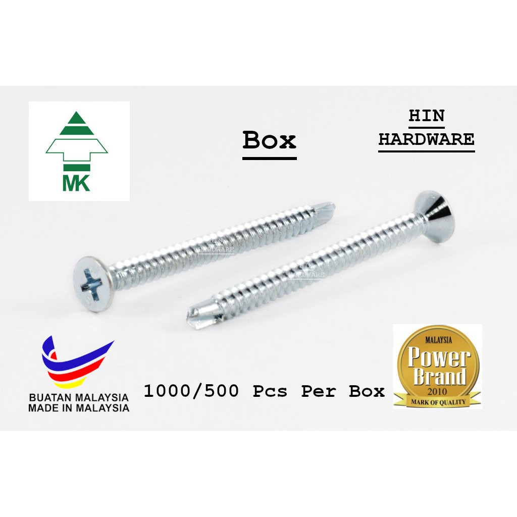 HIN MK Self Drilling Screw Flat Head DS-FH 3/4"~2" ZPH For Metal / Skru ...