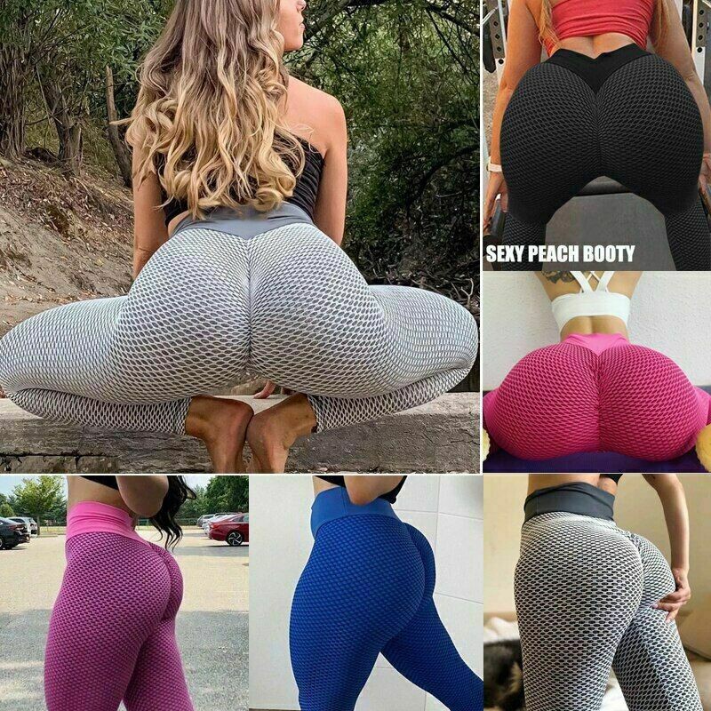 2021 Tiktok Hot Grid Tights Yoga Fitness Pants Women Seamless High