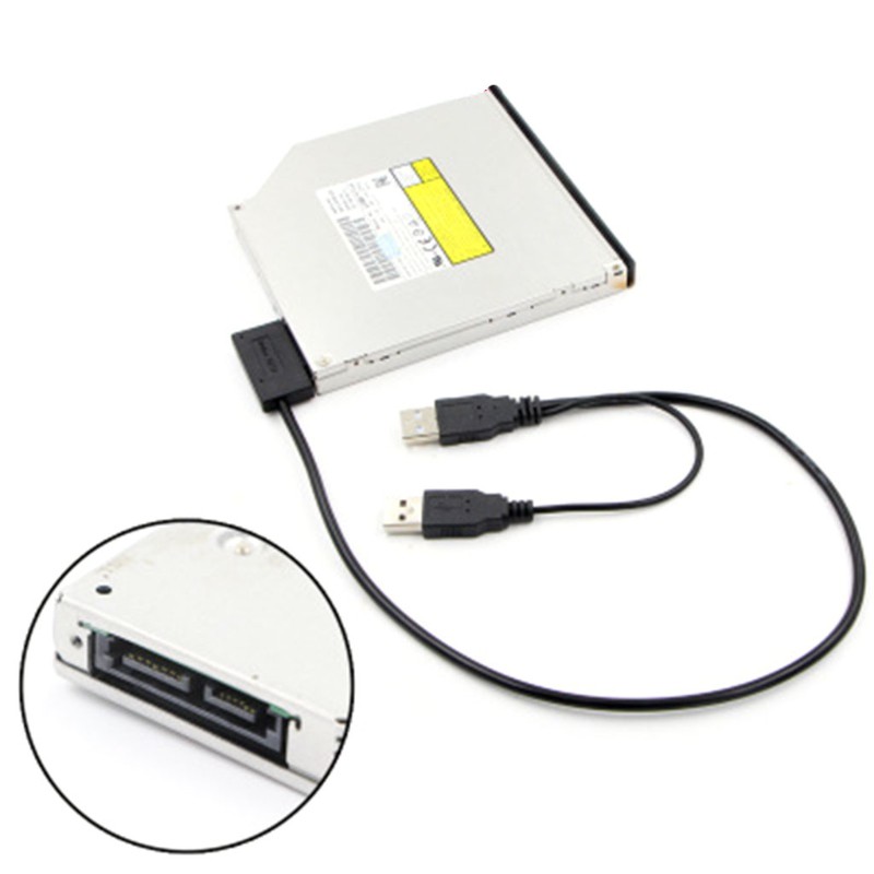 USB 2.0 Type A To 13Pin(7+6) SATA Adapter Cable External Power CD-ROM ...