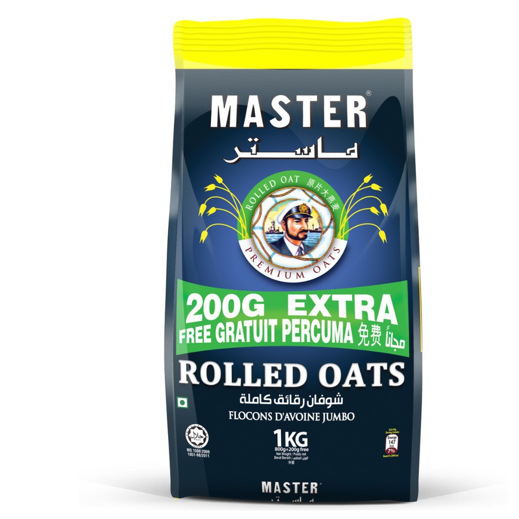 MASTER Rolled Oats - Premium / 1kg (Free Extra 200g) | Shopee Malaysia