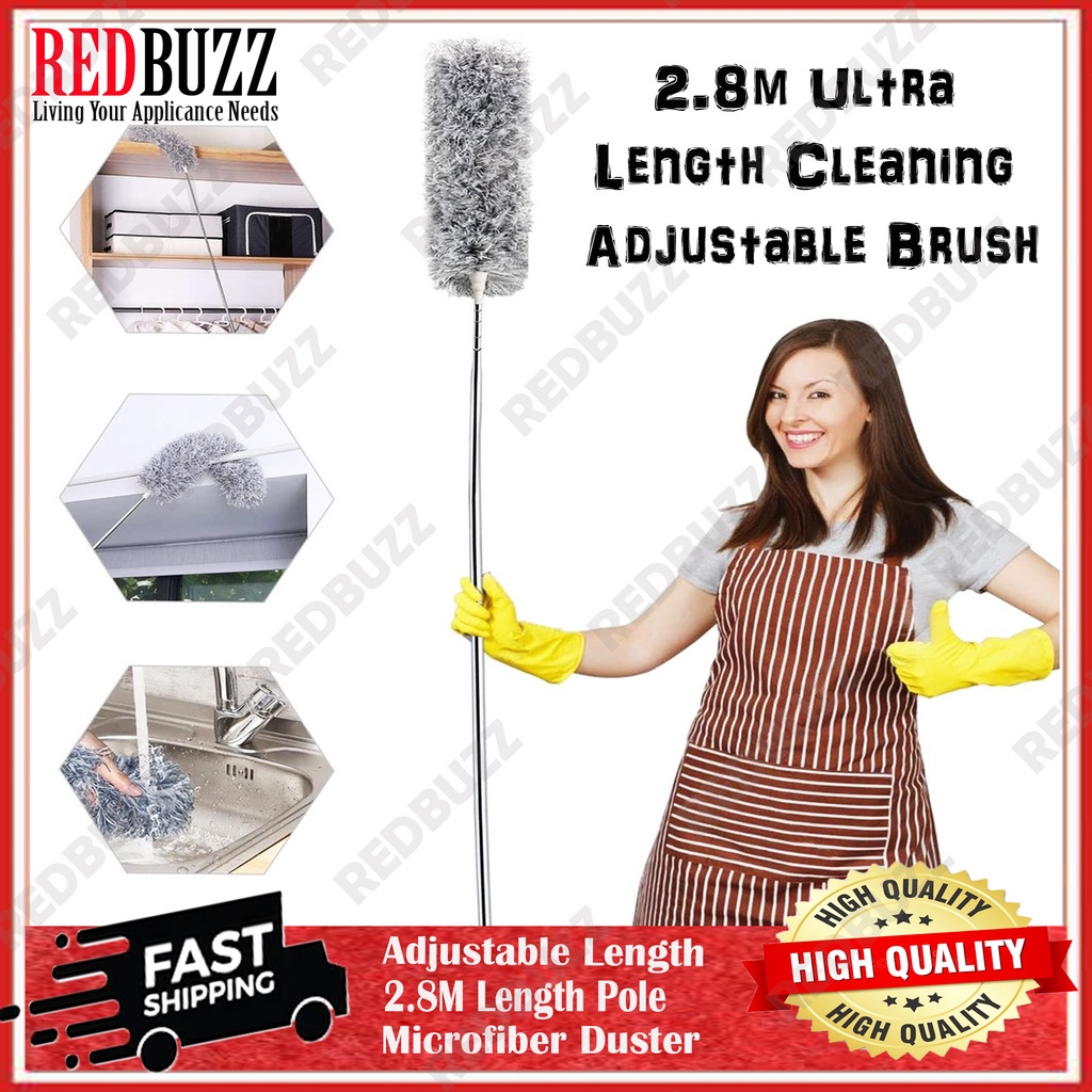 REDBUZZ 2.8m Ultra Long Cleaning Brush Adjustable Extendable Brush Dust ...