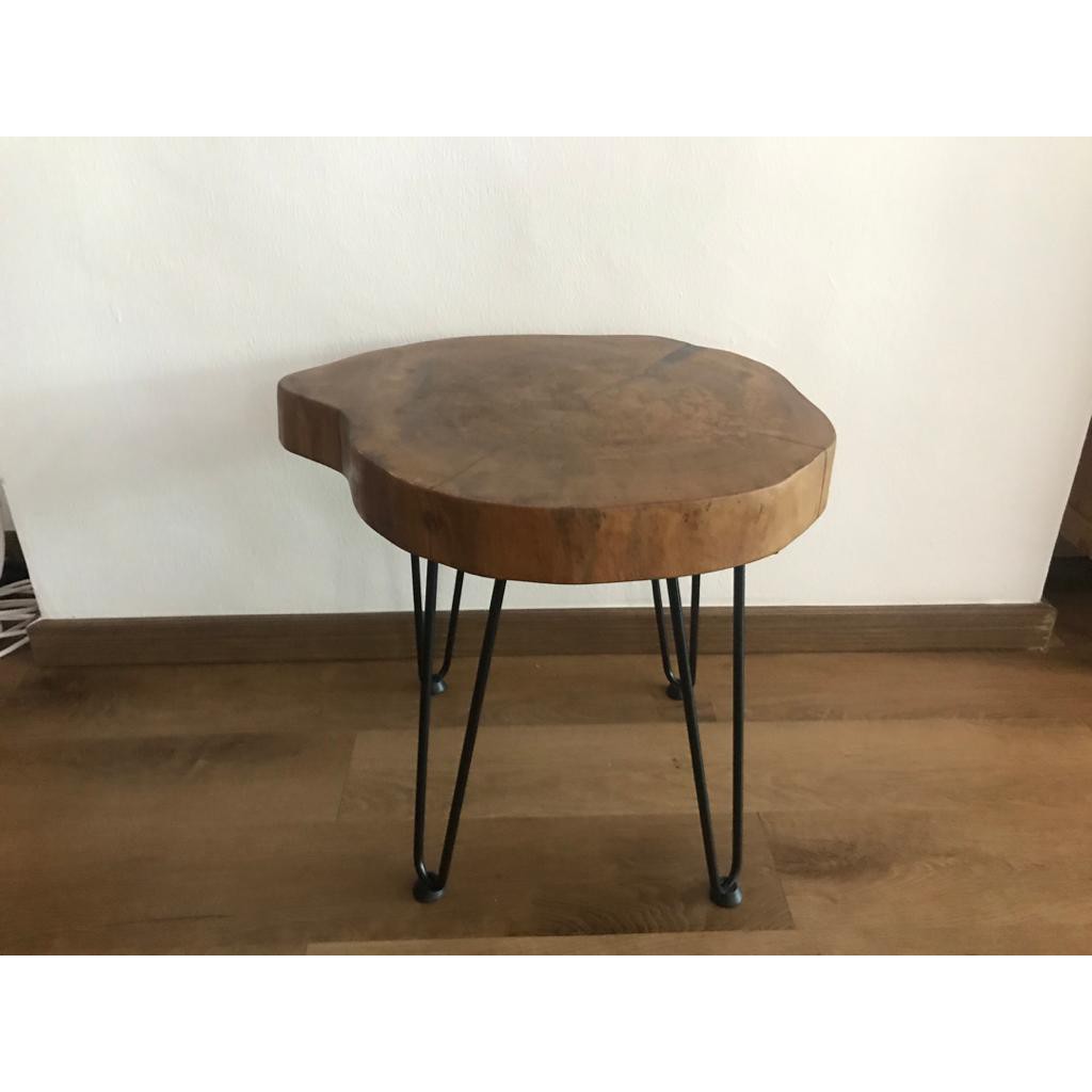 Handmade Solid Wood Slap Side Table (Roundish Shape) 12"-15" | Shopee ...