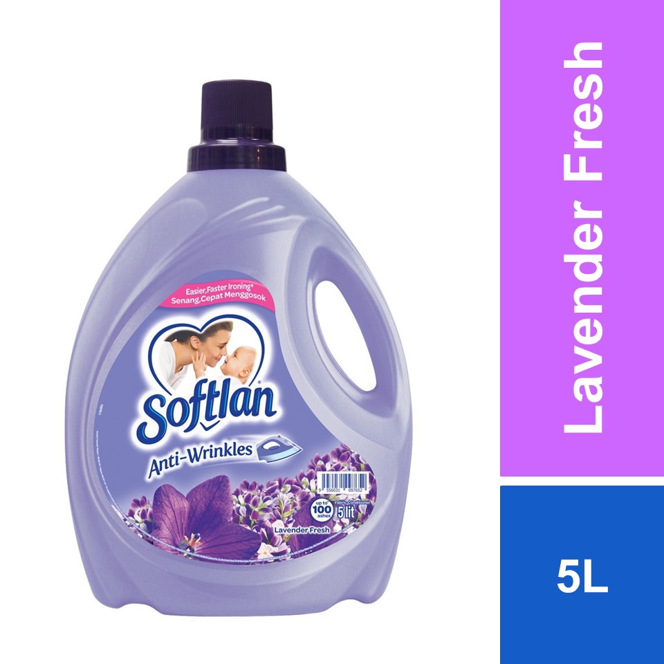 Softlan Anti Wrinkles Lavender Fresh (Purple) Fabric Softener 5L ...