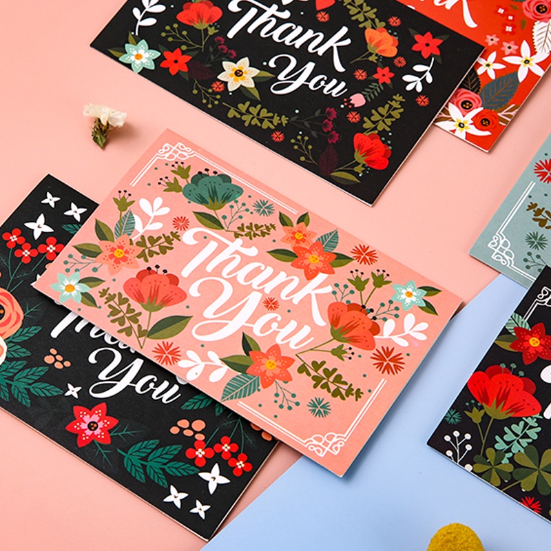 6 Sheets Creative Flowers THANK YOU Greeting Card Business Blessing