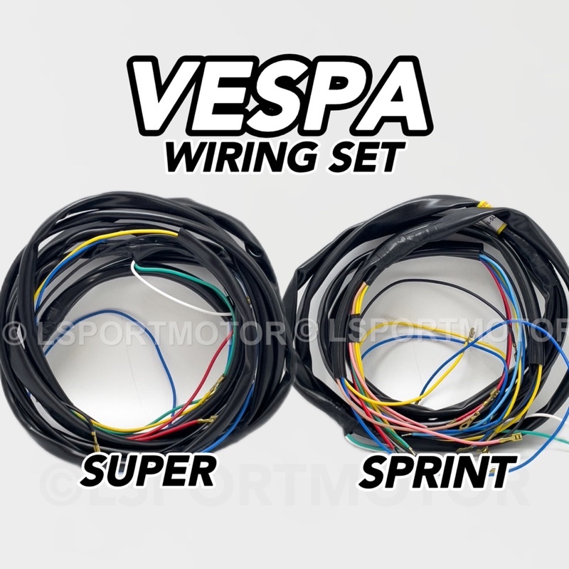 VESPA SUPER / SPRING WIRING SET HARDNESS HARNESS WAYARING WAYERING WIRE ...