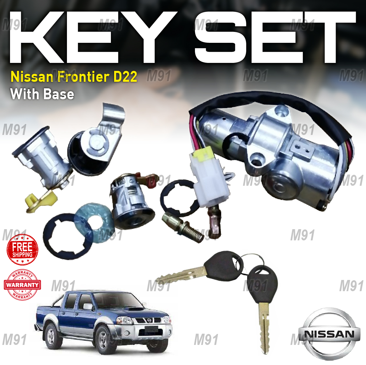 Nissan frontier d22 2004 2008 key set assy door lock kunci pintu kereta ...