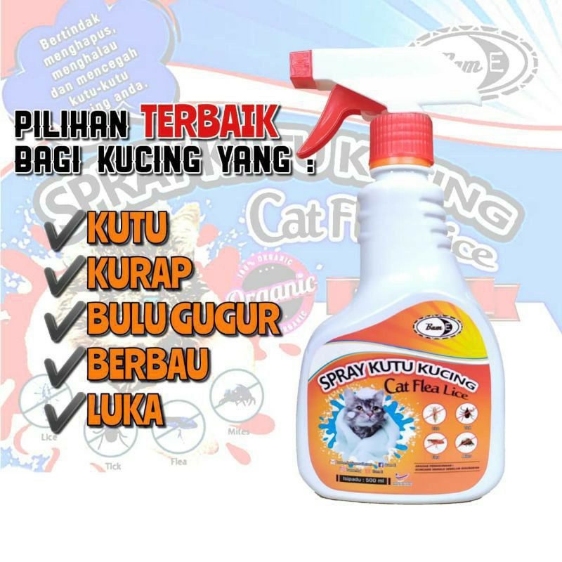 SPRAY UBAT KUTU KURAP KUCING ORGANIK 500ML LAVENDER BAM E CAT FLEA LICE ...