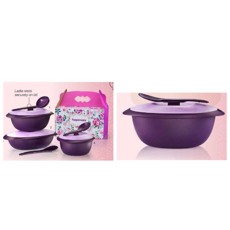 Tupperware Purple Royale Serveware Set (4pcs) | Shopee Malaysia