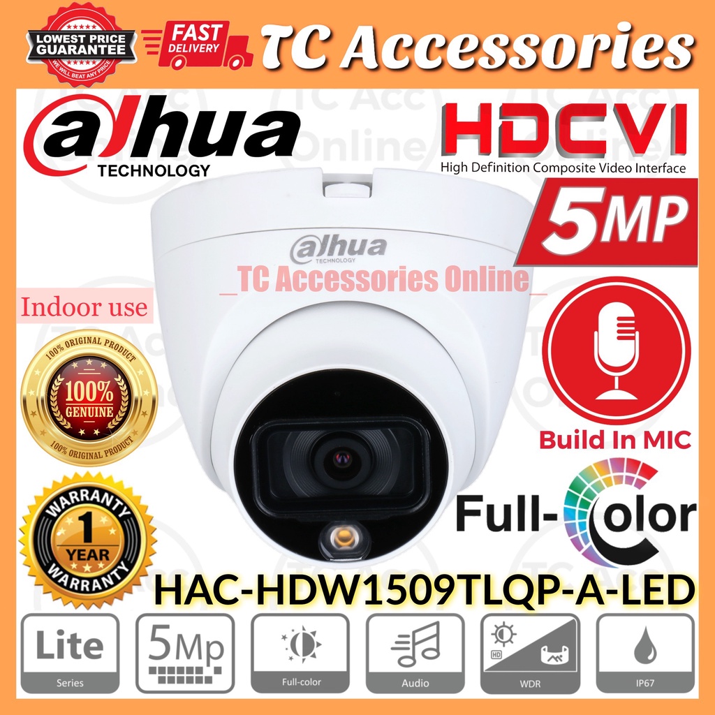 Dahua Full Color Audio 5MP 1920P Full HD Indoor DOME CVI Camera DH-HAC-HDW1509TLQP-A-LED CCTV ...