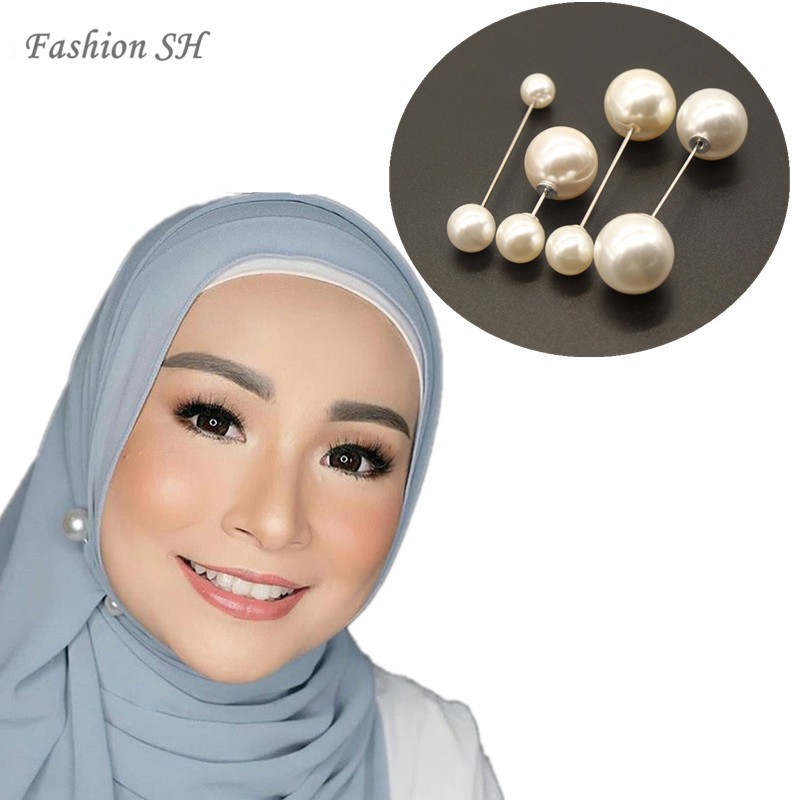4 size pearl pin hijab pin shawl pin tudung brooch hijab accessories ...