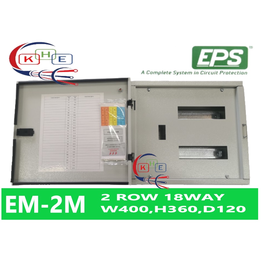 EPS EM-2M (2 ROW 18 WAYS) +MCCB Metal Clad Enclosure DB Box /Kotak ...