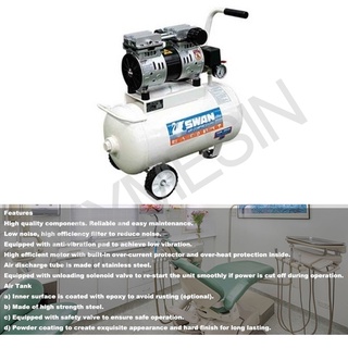 MY Swan DRS-210-22 1HP Oil Less Air Compressor DR Series Super Silent ...