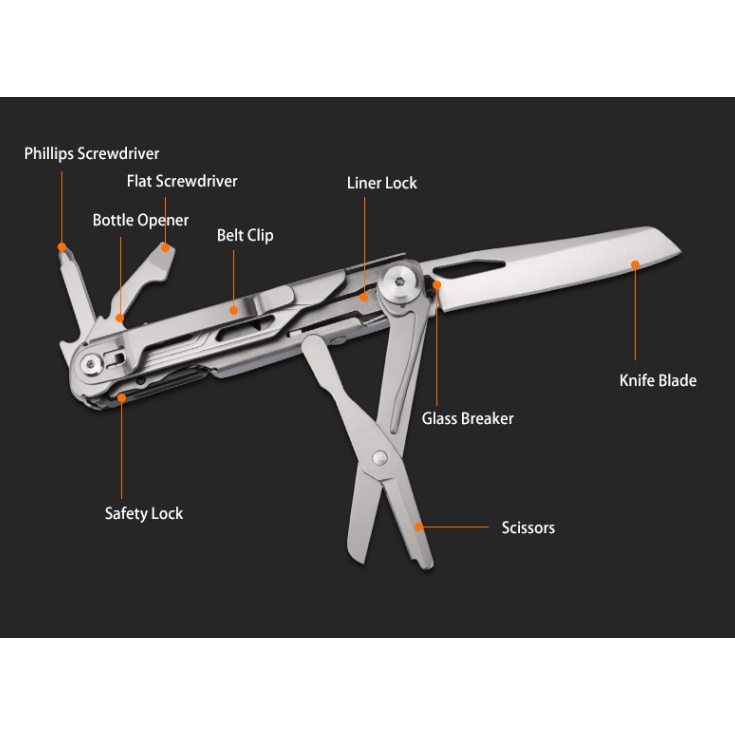 EDC Mini Leatherman Wave Style Type GHK6B 7 in 1 Multitool Scissor ...