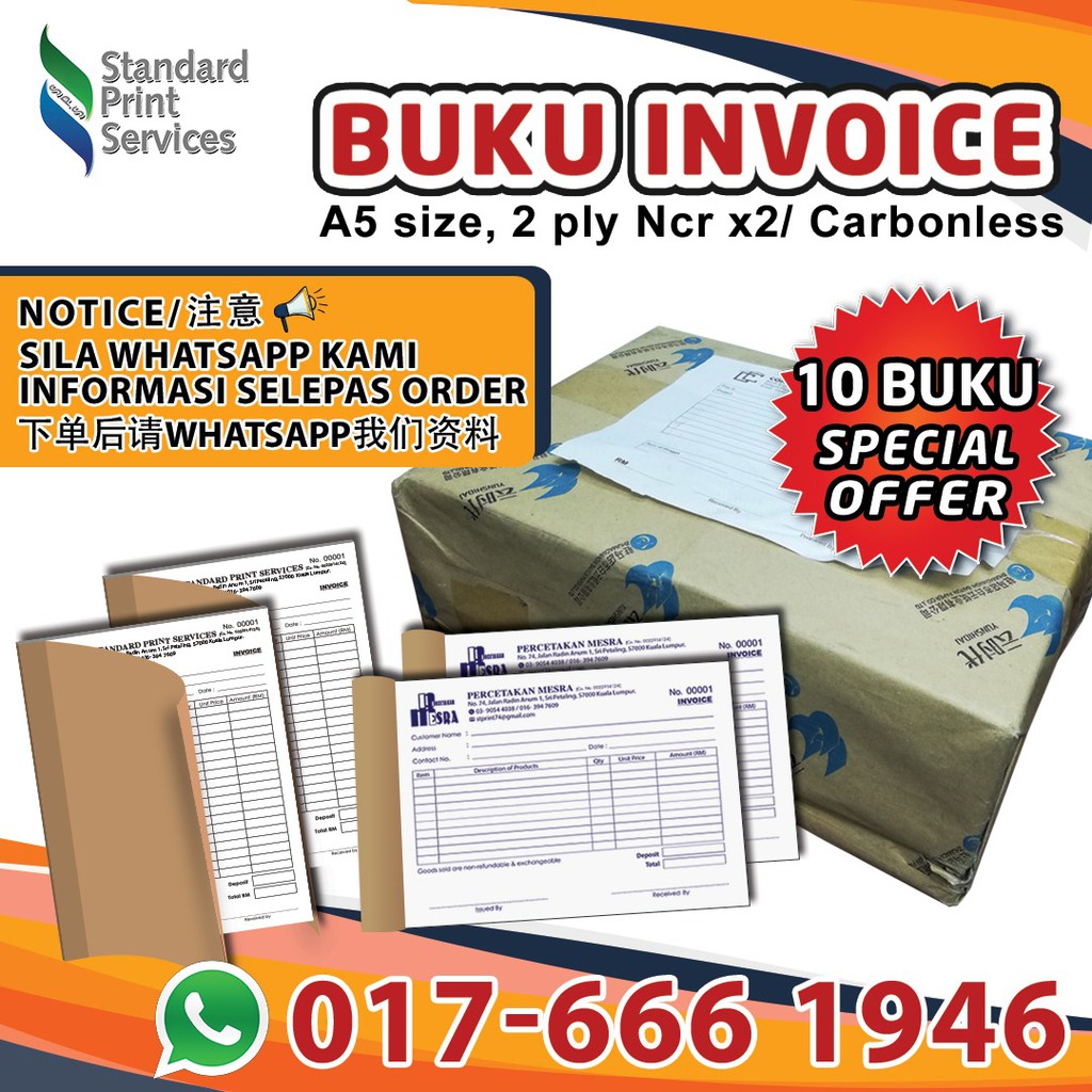 Buku Invoice/Bill Book/Buku Resit/Receipt Book/Cash Sales/Cash Bill ...