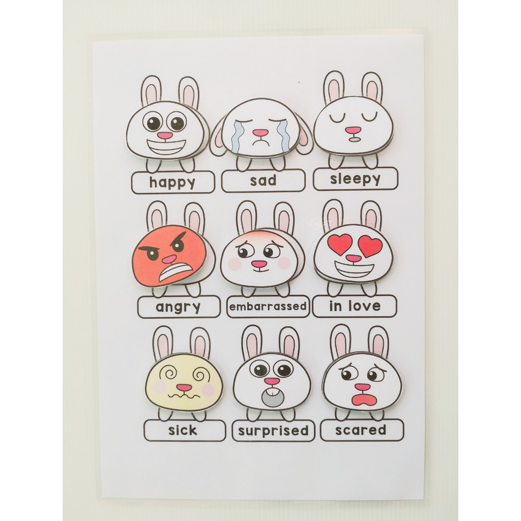 Rabbit Emotion Matching- Quiet Book Busy Book Montessori Ready Stock ...