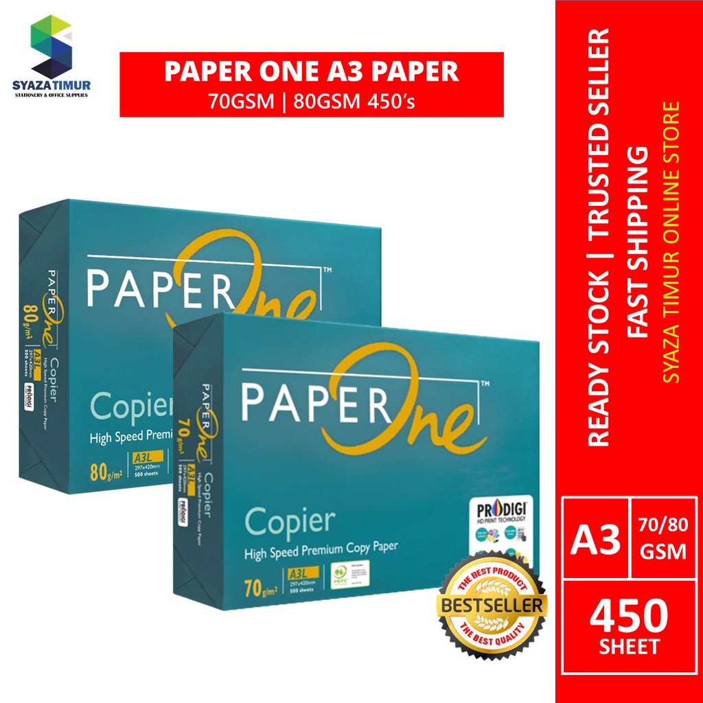 [ST-GR MY] Paper One A3 Paper 70GSM / 80GSM 450's 500's /Kertas ...