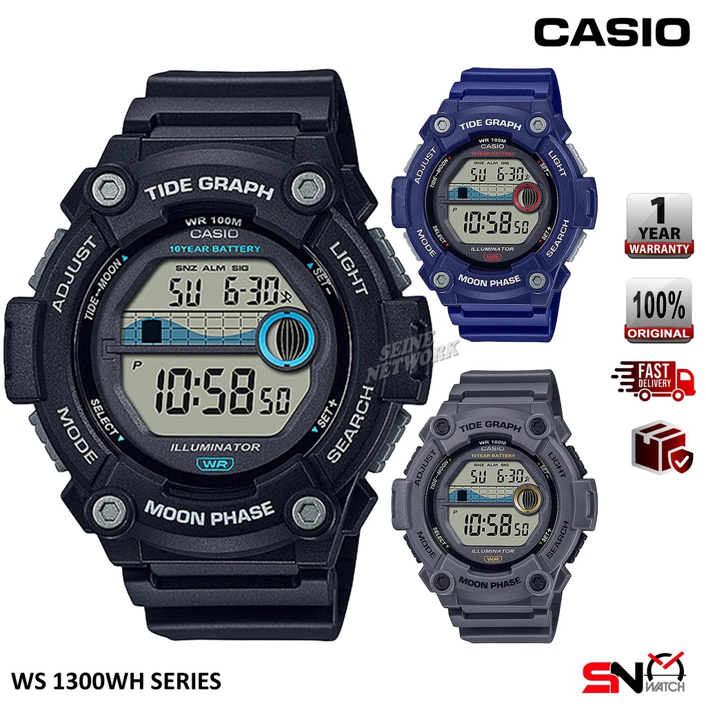 Casio WS-1300H 10-Year Battery Life Fashion Digital Resin Band Unisex ...
