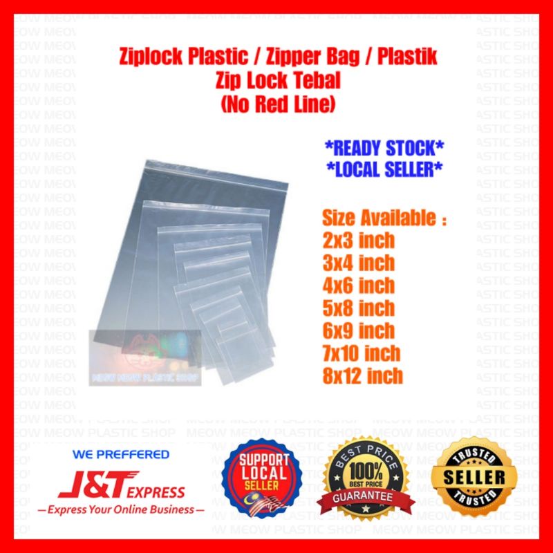 (1 pcs) Zipper Bag Plastic / Zip Beg Lock Seal / Plastik Ziplock Tebal ...